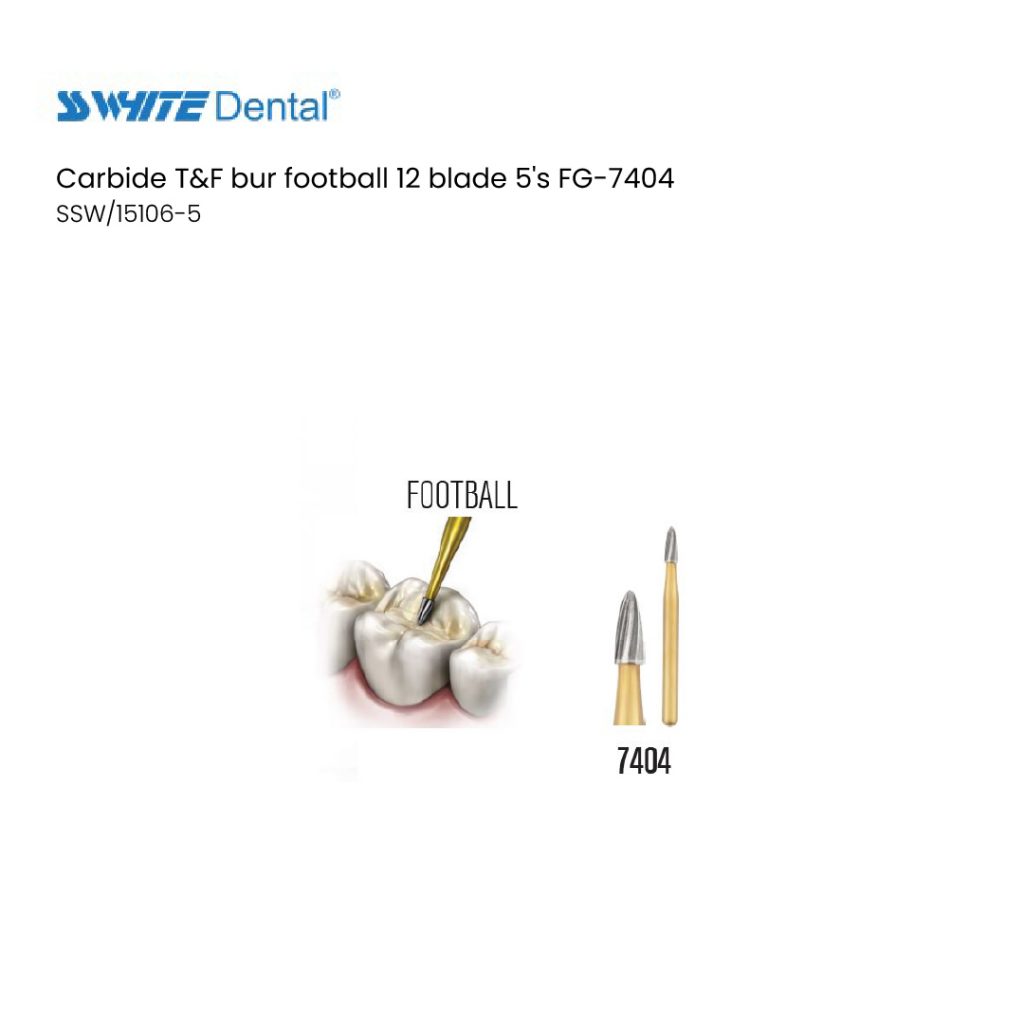 Carbide T&F bur football 12 blade 5's FG-7404 - SA Dental