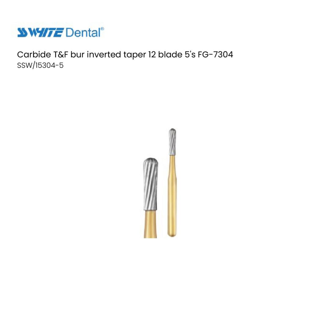 Carbide T&F bur inverted taper 12 blade 5's FG-7304 - SA Dental